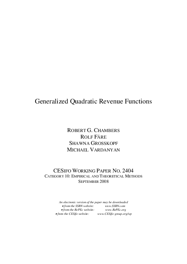 (PDF) Generalized quadratic revenue functions