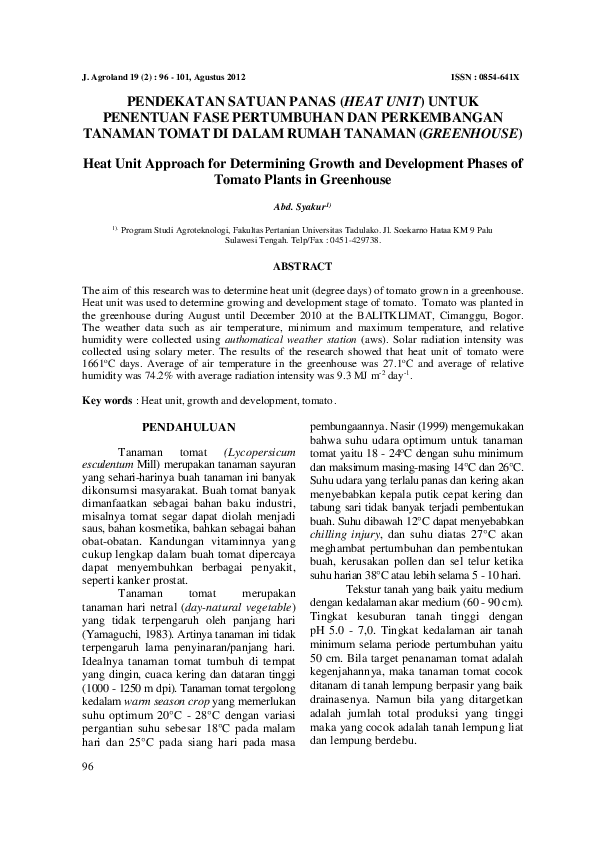 (PDF) Pendekatan Satuan Panas (Heat Unit) Untuk Penentuan Fase ...