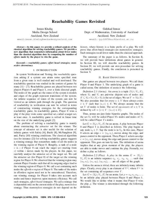 (PDF) Reachability Games Revisited