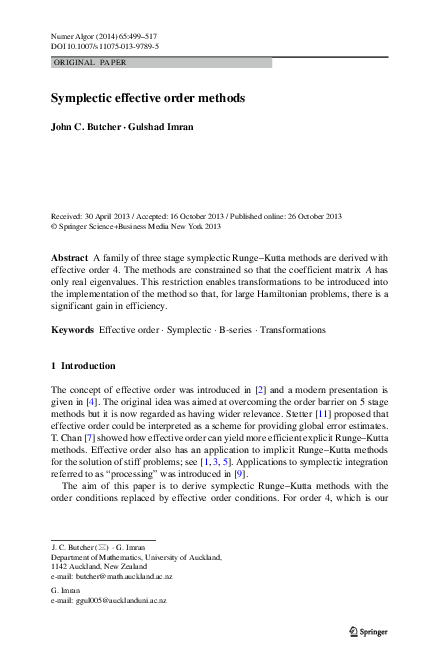 (PDF) Symplectic effective order methods