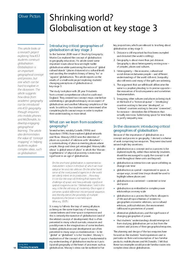 (PDF) Shrinking world? Globalisation at key stage 3