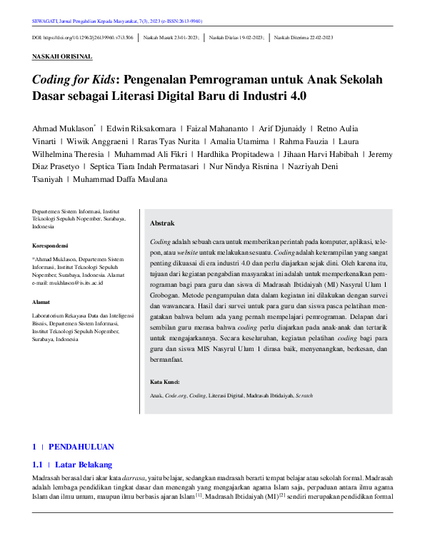(PDF) Coding for Kids: Pengenalan Pemrograman untuk Anak Sekolah Dasar ...