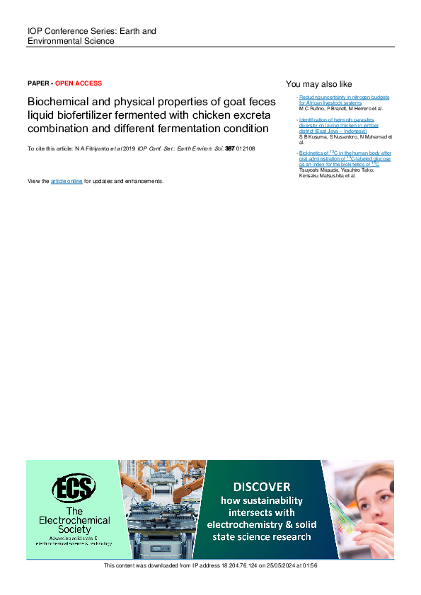 (PDF) Biochemical and physical properties of goat feces liquid ...