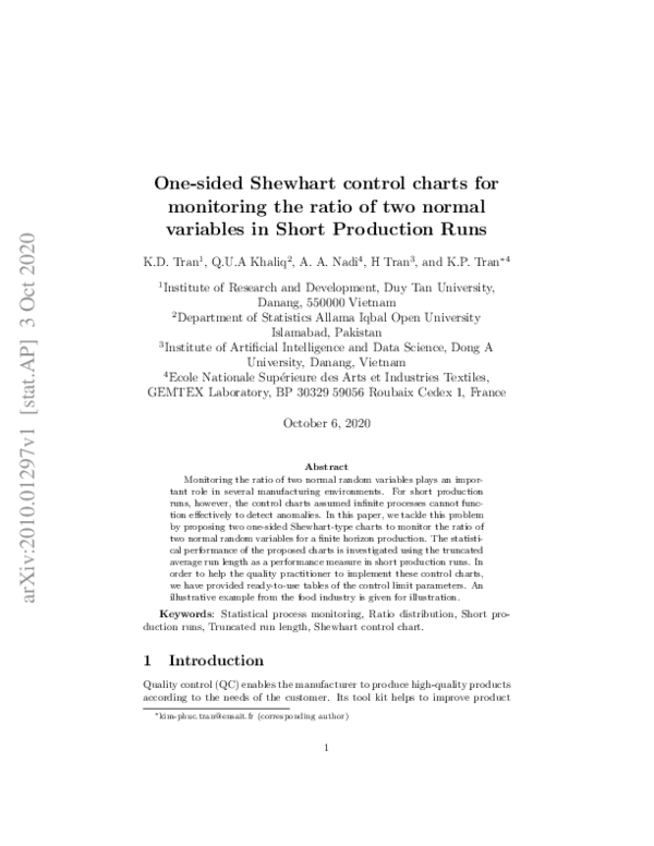 (PDF) One-sided Shewhart control charts for monitoring the ratio of two ...