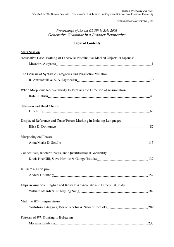 (PDF) Generative Grammar in a Broader Perspective