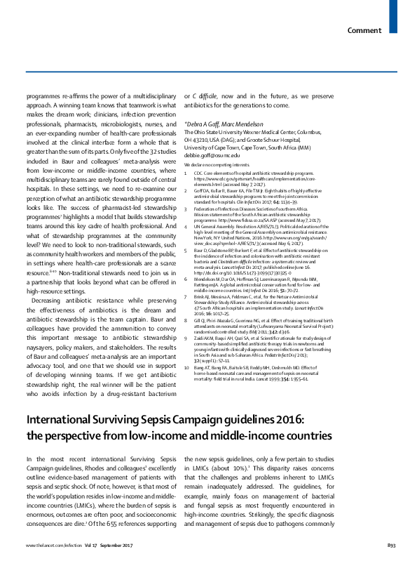 (PDF) International Surviving Sepsis Campaign guidelines 2016: the ...