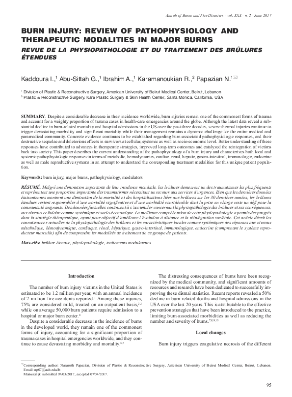 (PDF) Burn injury: review of pathophysiology and therapeutic modalities ...
