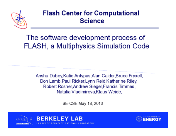 (PDF) The Software development process of FLASH, a multiphysics simulation code