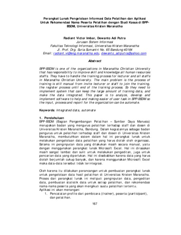 (PDF) Perangkat Lunak Pengelolaan Informasi Data Pelatihan dan Aplikasi Untuk Rekomendasi Nama ...