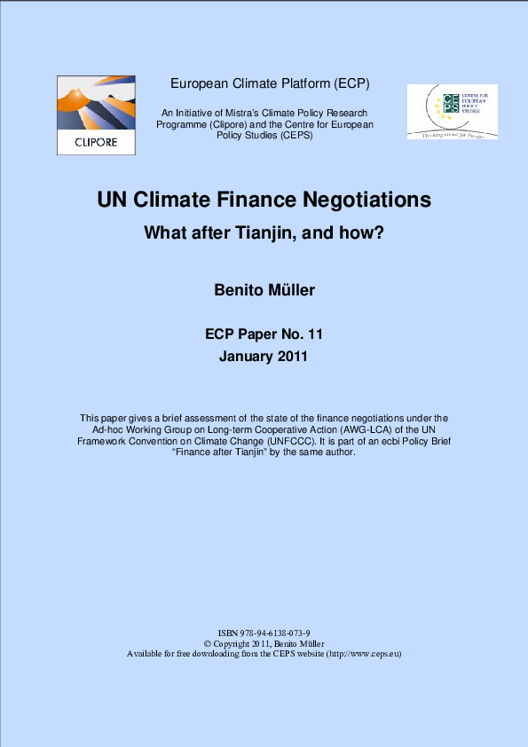 (PDF) UN climate finance negotiations: what after Tianjin, and how ...