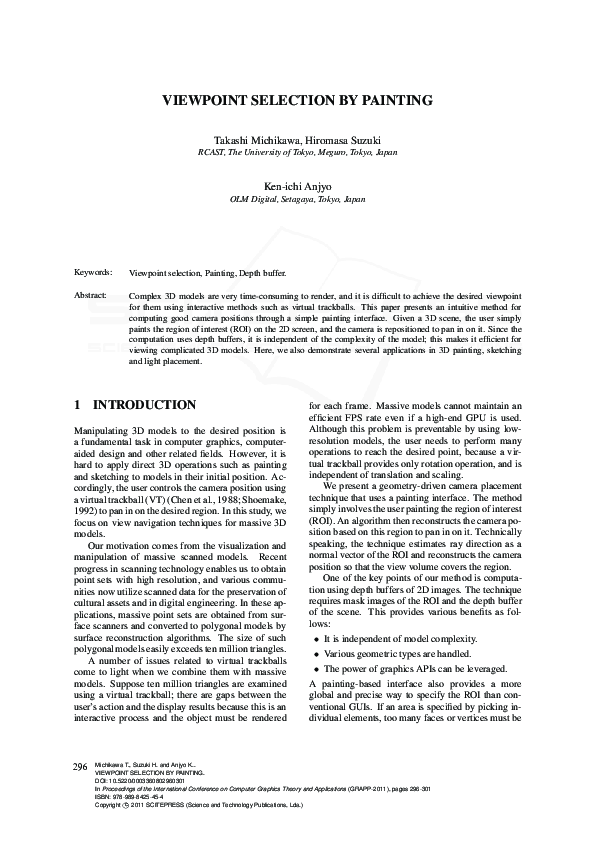 (PDF) Viewpoint Selection by Painting