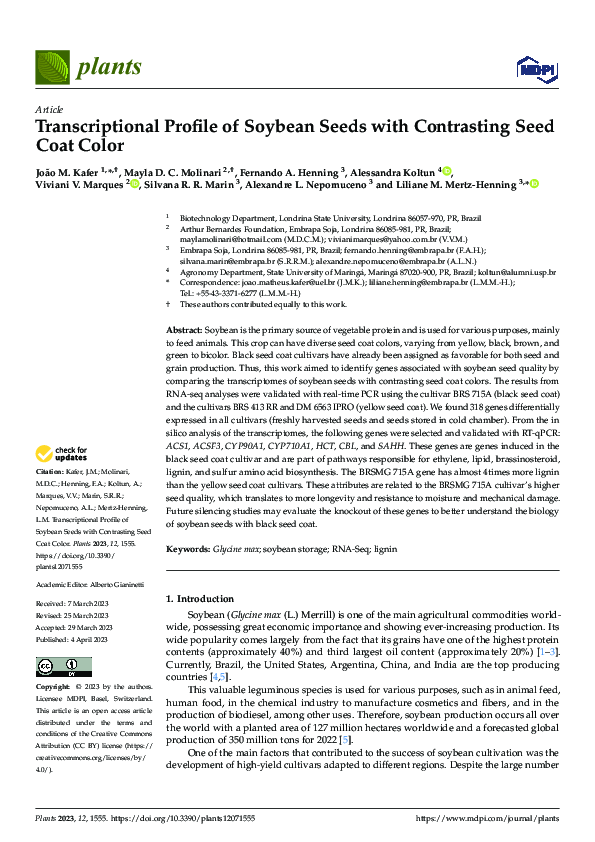 (PDF) Transcriptional Profile of Soybean Seeds with Contrasting Seed ...