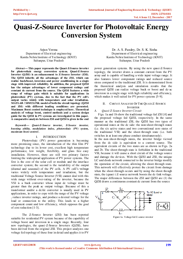 (PDF) Quasi-Z-Source Inverter for Photovoltaic Energy Conversion System