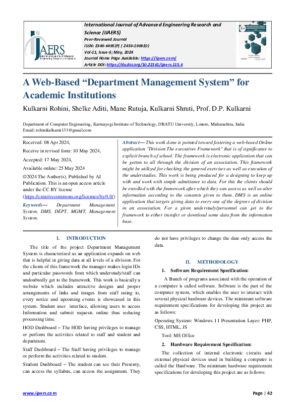 (PDF) A Web-Based "Department Management System" for Academic Institutions