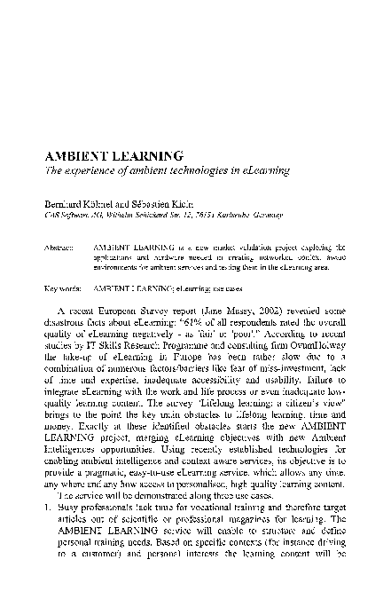 (PDF) Ambient Learning