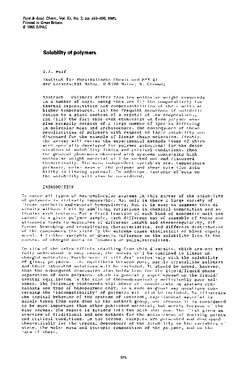 (PDF) Solubility of polymers