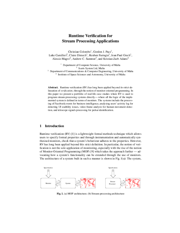 (PDF) Runtime Verification for Stream Processing Applications