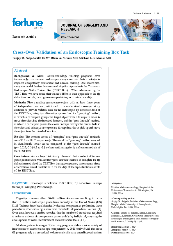 (PDF) Cross-Over Validation of an Endoscopic Training Box Task