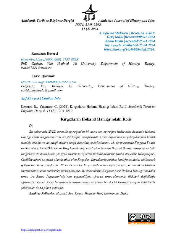 (PDF) The Role of the Kyrgyz in the Khokand Khanate