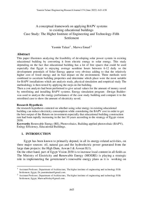 (PDF) A conceptual framework on applying BAPV systems to existing educational buildings Case ...