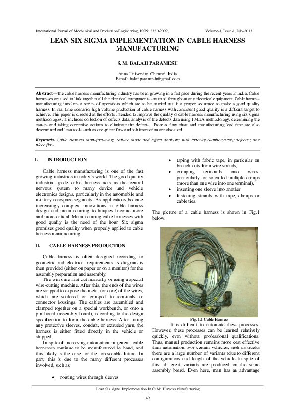 (PDF) Lean Six Sigma Implementation in Cable Harness Manufacturing