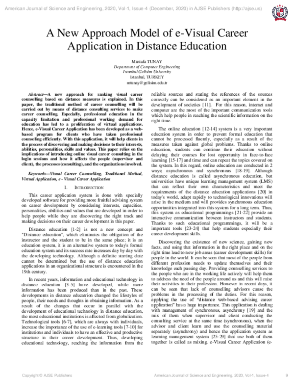 (PDF) e-Visual Career Counselling Model for Distance Education