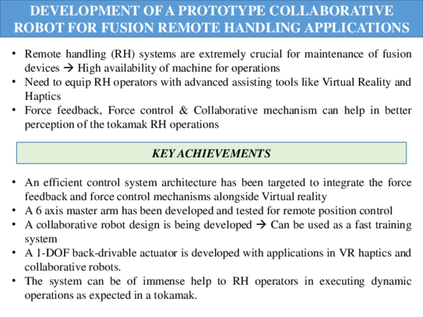 (PDF) Development of a Prototype Collaborative Robot for Fusion Remote ...