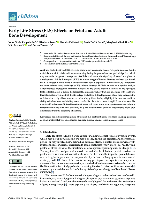 (PDF) Early Life Stress (ELS) Effects on Fetal and Adult Bone ...