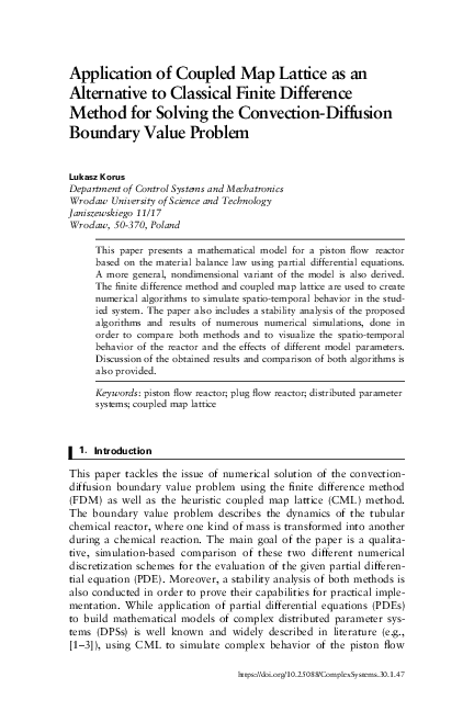 (PDF) Application of Coupled Map Lattice as an Alternative to Classical Finite Difference Method ...