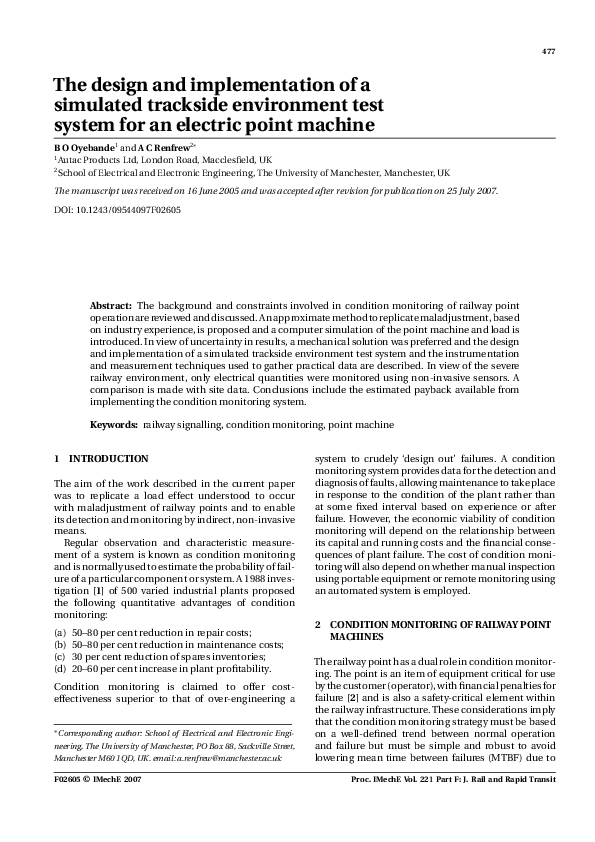(PDF) The design and implementation of a simulated trackside ...