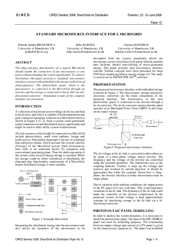 (PDF) Standard microsource interface for a microgrid