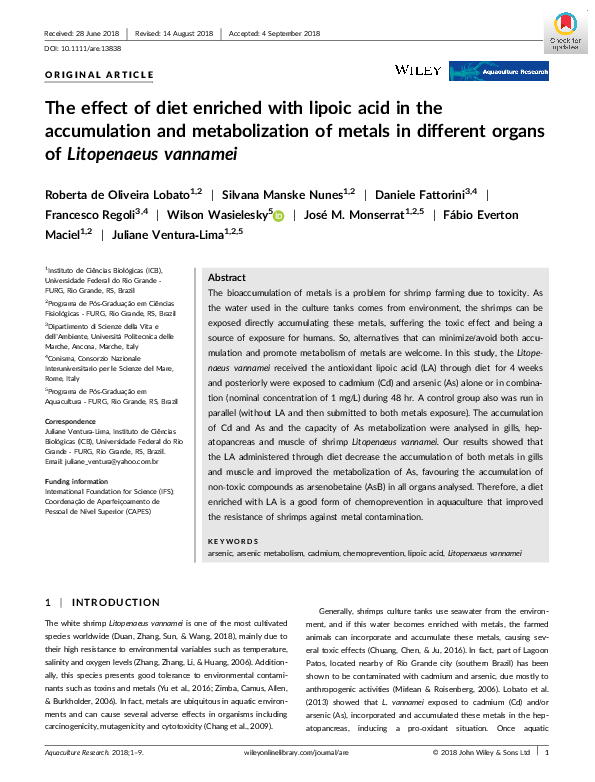 (PDF) The effect of diet enriched with lipoic acid in the accumulation and metabolization of ...