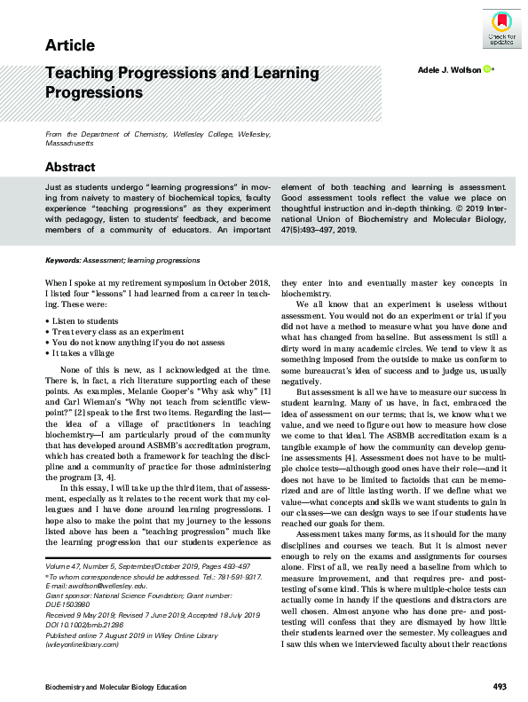 (PDF) Teaching progressions and learning progressions