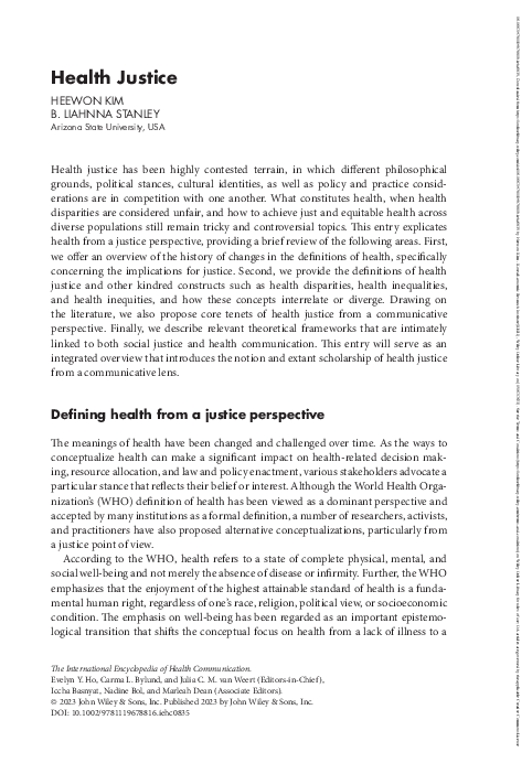 (PDF) Health Justice