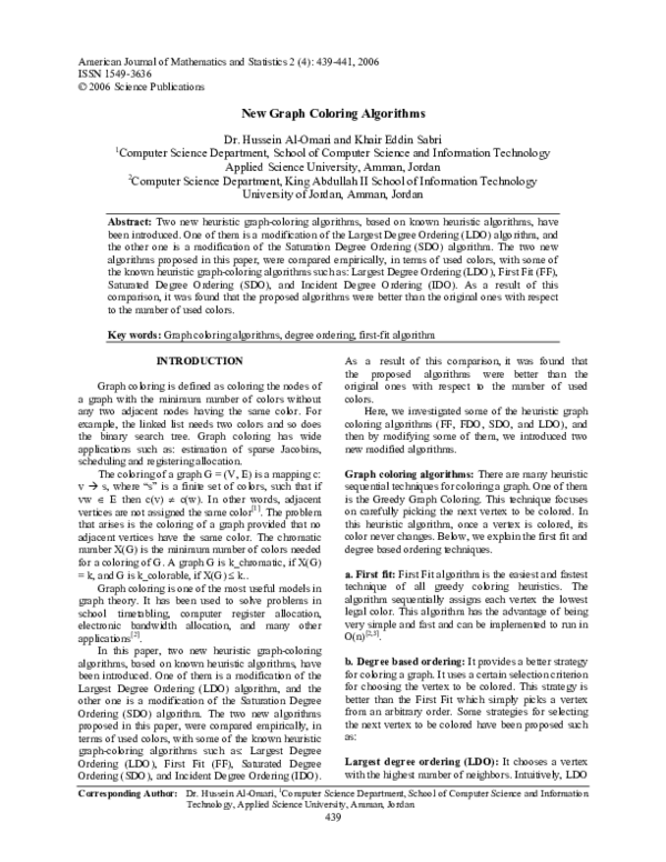 (PDF) New Graph Coloring Algorithms | Hussein Omari - Academia.edu