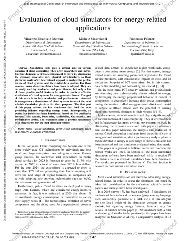 (PDF) Evaluation of cloud simulators for energy-related applications | Michele Mastroianni ...