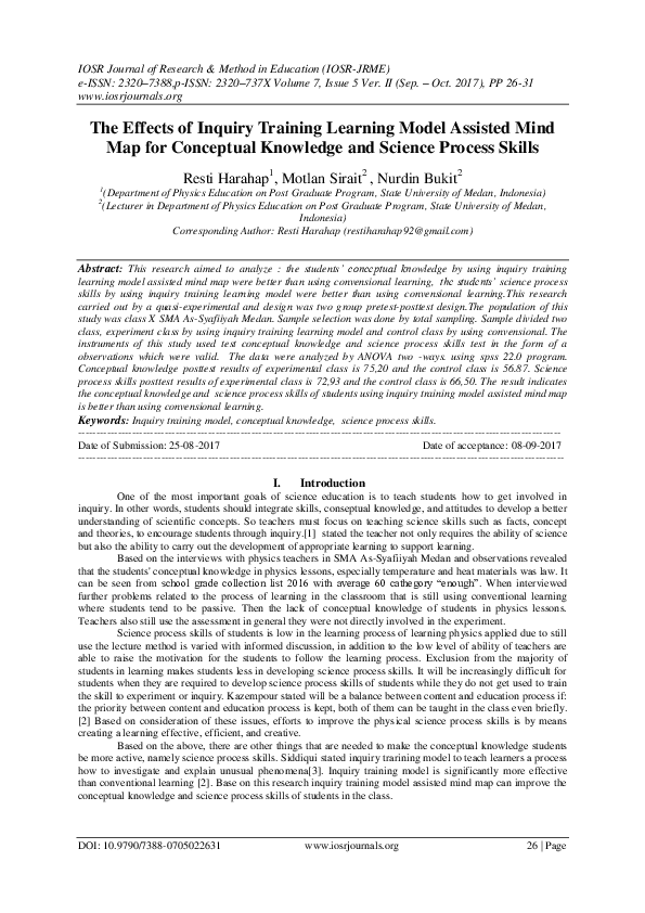 (PDF) Inquiry Training with Mind Maps Boosts Learning