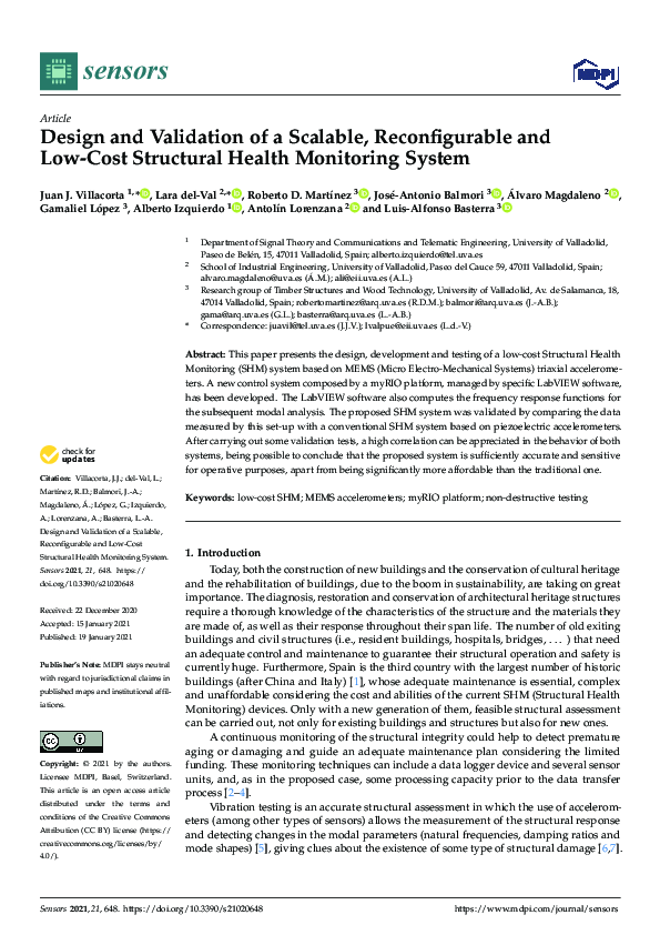 (PDF) Design and Validation of a Scalable, Reconfigurable and Low-Cost Structural Health ...