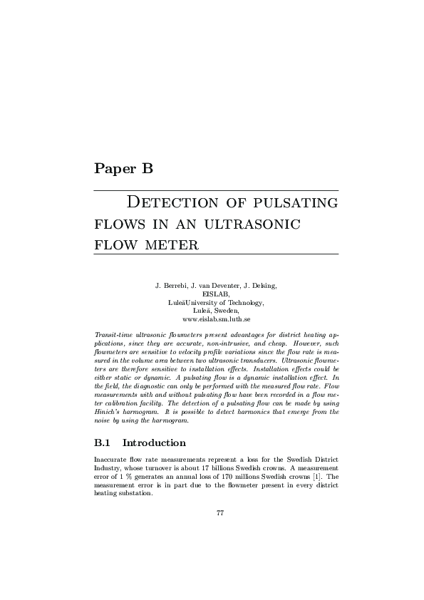 (PDF) Detecting Pulsating Flows in Ultrasonic Meters