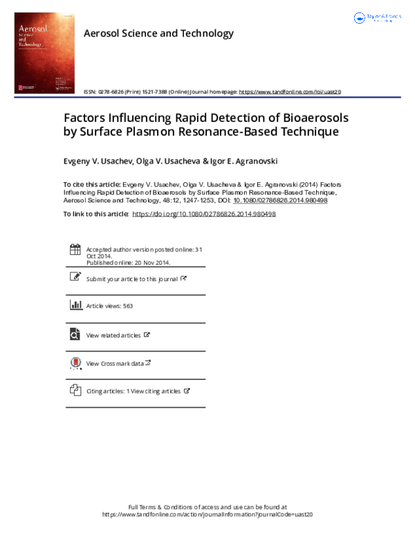 (PDF) Factors Influencing Rapid Detection of Bioaerosols by Surface ...