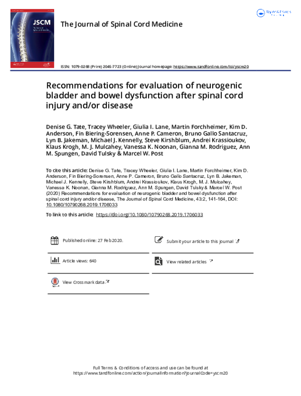(PDF) Recommendations for evaluation of neurogenic bladder and bowel ...