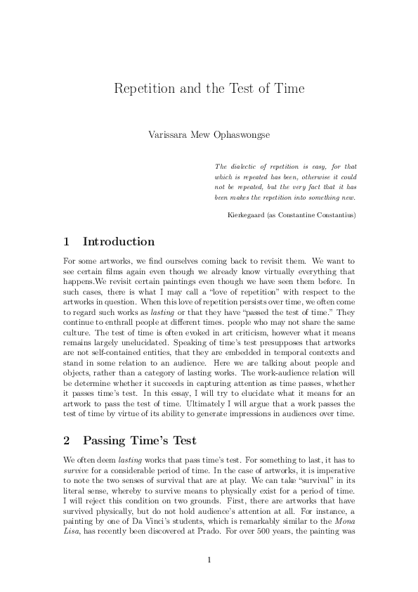 (PDF) Repetition and the Test of Time