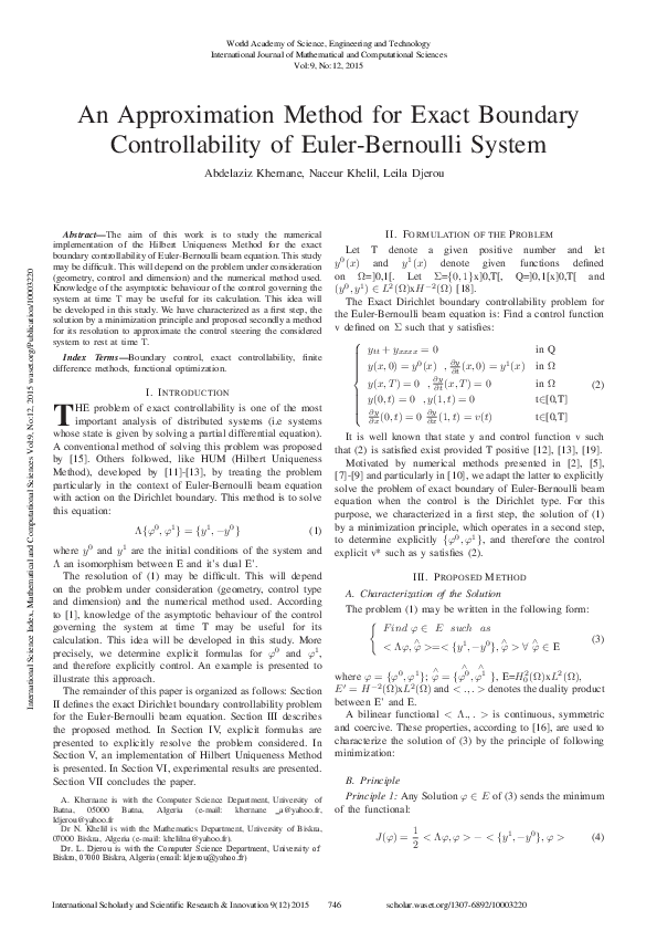 (PDF) An Approximation Method for Exact Boundary Controllability of ...