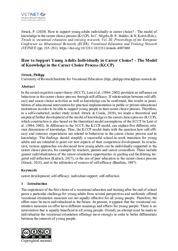 (PDF) How to Support Young Adults Individually in Career Choice? - The ...