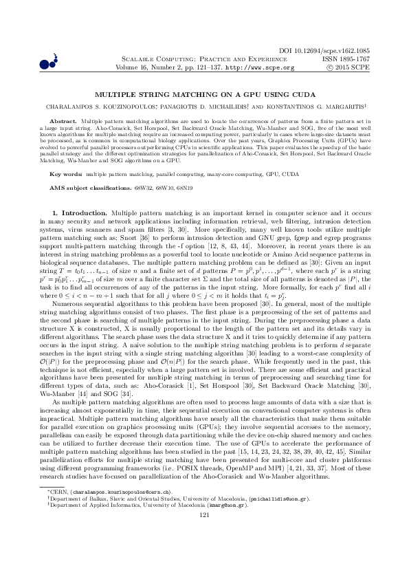 (PDF) Multiple String Matching on a GPU using CUDAs