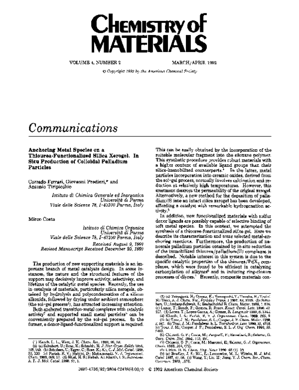 (PDF) Anchoring metal species on a thiourea-functionalized silica ...