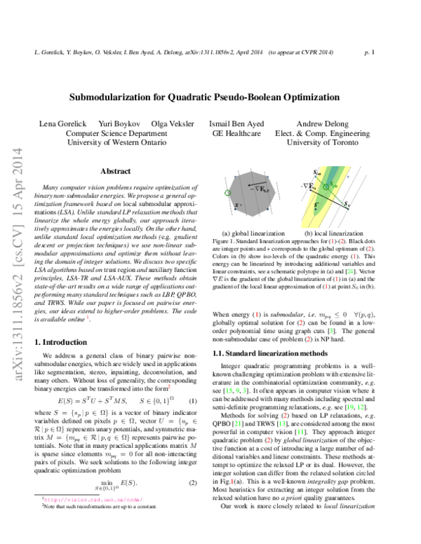 (PDF) Submodularization for Quadratic Pseudo-Boolean Optimization