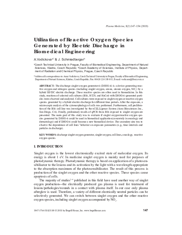 (PDF) Utilization of Reactive Oxygen Species Generated by Electric ...