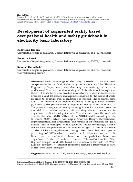 (PDF) Development of augmented reality based occupational health and ...