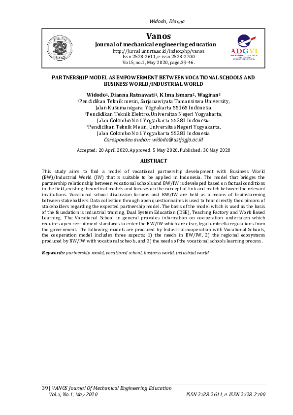 (PDF) Partnership Model as Empowerment Between Vocational Schools and ...